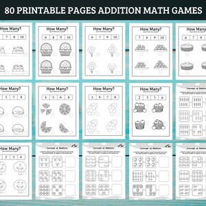 Addition Worksheet Printable Kindergarten Math Games Educational ...
