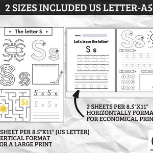 Letter S Preschool Worksheet Practice S Tracing Activity Crafts ...