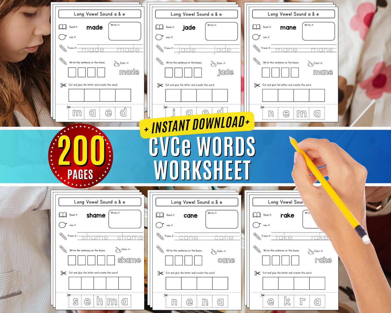 Long Vowel Sounds Worksheets Cvce Games Sight Words Printable Learning ...