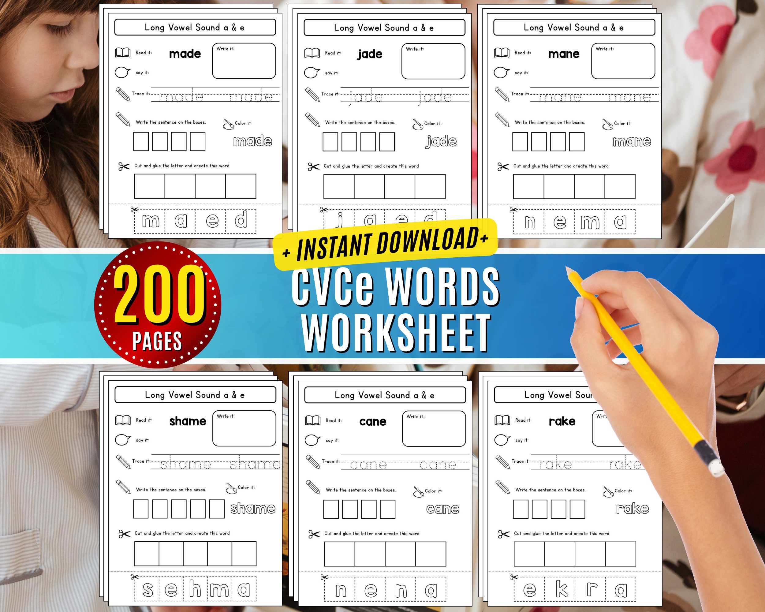 Long Vowel Sounds Worksheets Cvce Games Sight Words Printable Learning ...