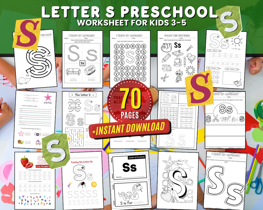 Letter S Preschool Worksheet Practice S Tracing Activity Crafts ...