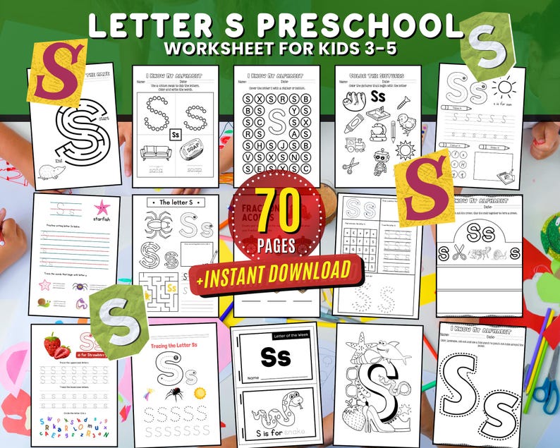 Letter S Preschool Worksheet Practice S Tracing Activity Crafts ...