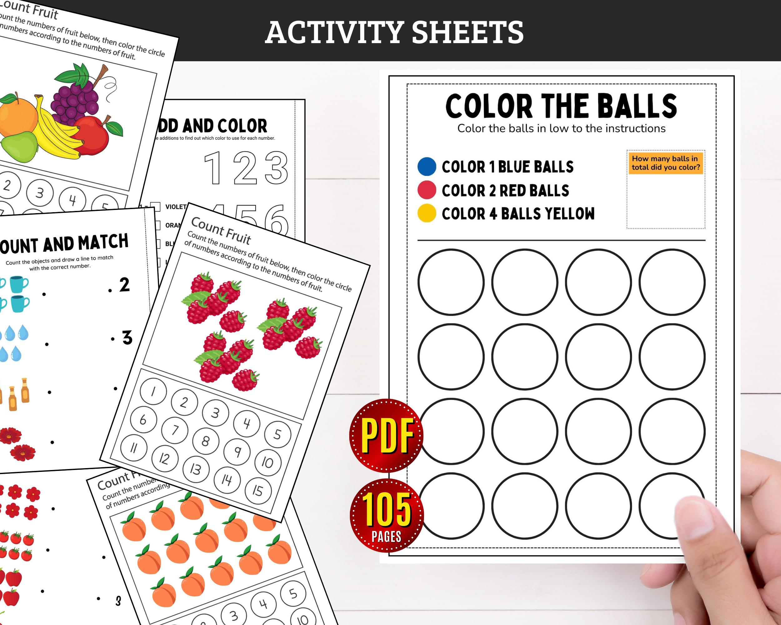 Count and Color Math Worksheet: Number Activities (ages 5-7) (digital ...