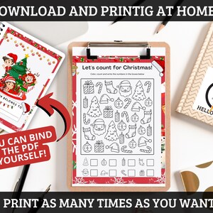 Christmas Activity Book Printable Worksheet Fun Coloring Page for Kids ...