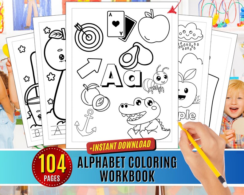 Alphabet Coloring Worksheet: Letter Recognition Practice (104 Pages ...