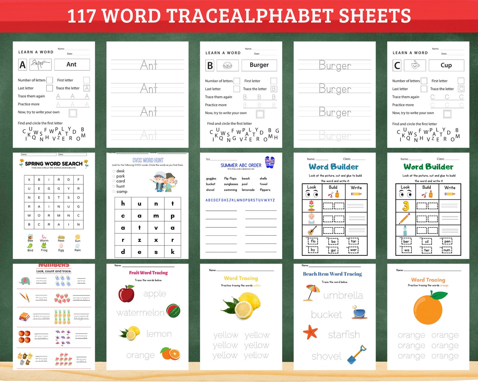 Word Trace the Alphabet Abc English Letter, Word Activity Family ...
