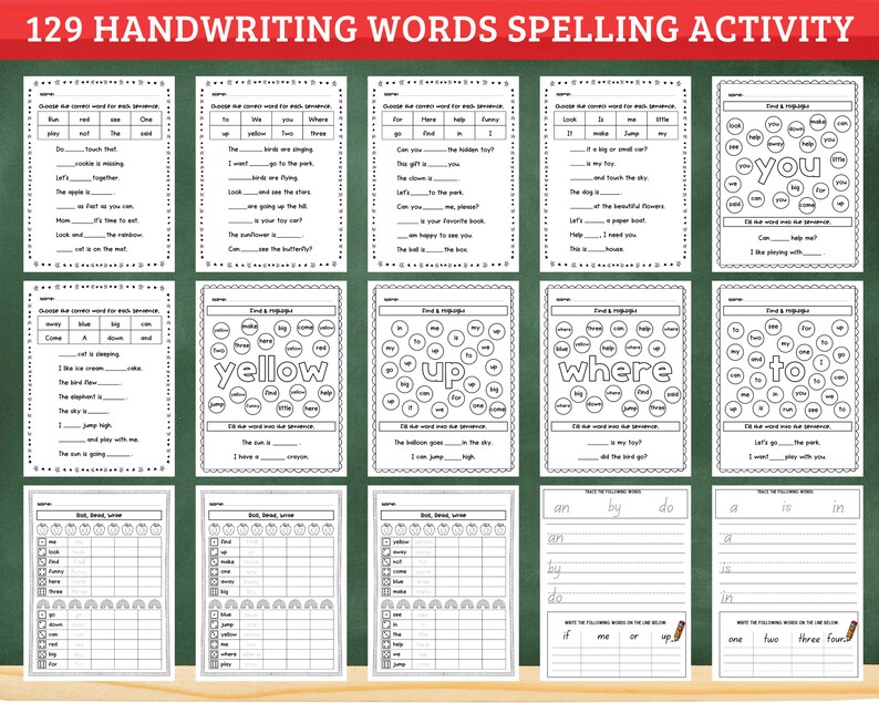 100 Sight Words Worksheet Printable High Frequency Learning Handwriting ...