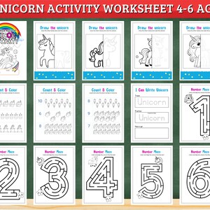 Unicorn Activity Worksheets Letter Alphabet Coloring Unicorn Number ...