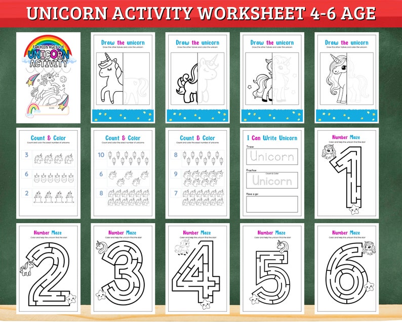 Unicorn Activity Worksheets Letter Alphabet Coloring Unicorn Number ...