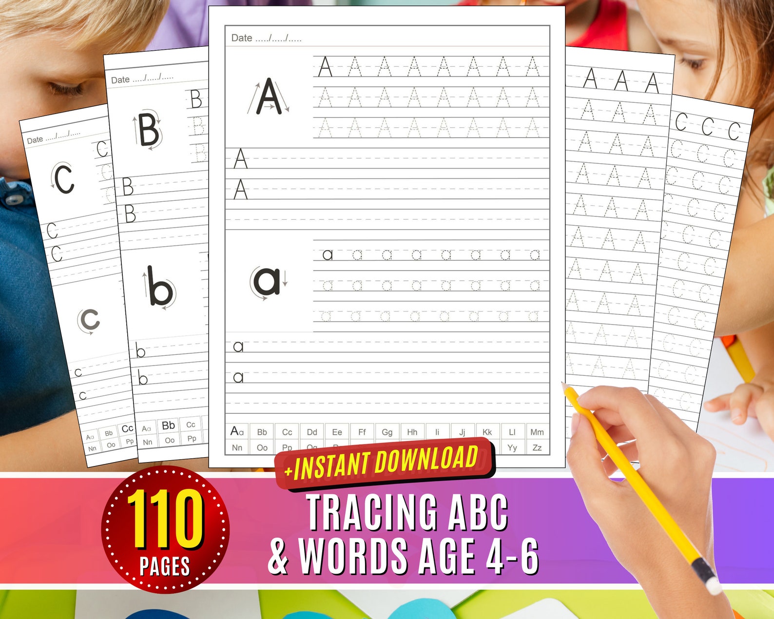Tracing Letters Worksheets Bundle Traceable Alphabet Writing Practice ...