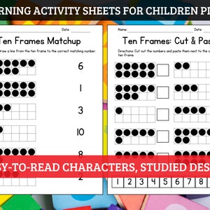 Ten Frame Printable Worksheet Counting to 20 Learning Visual Count 1-20 ...