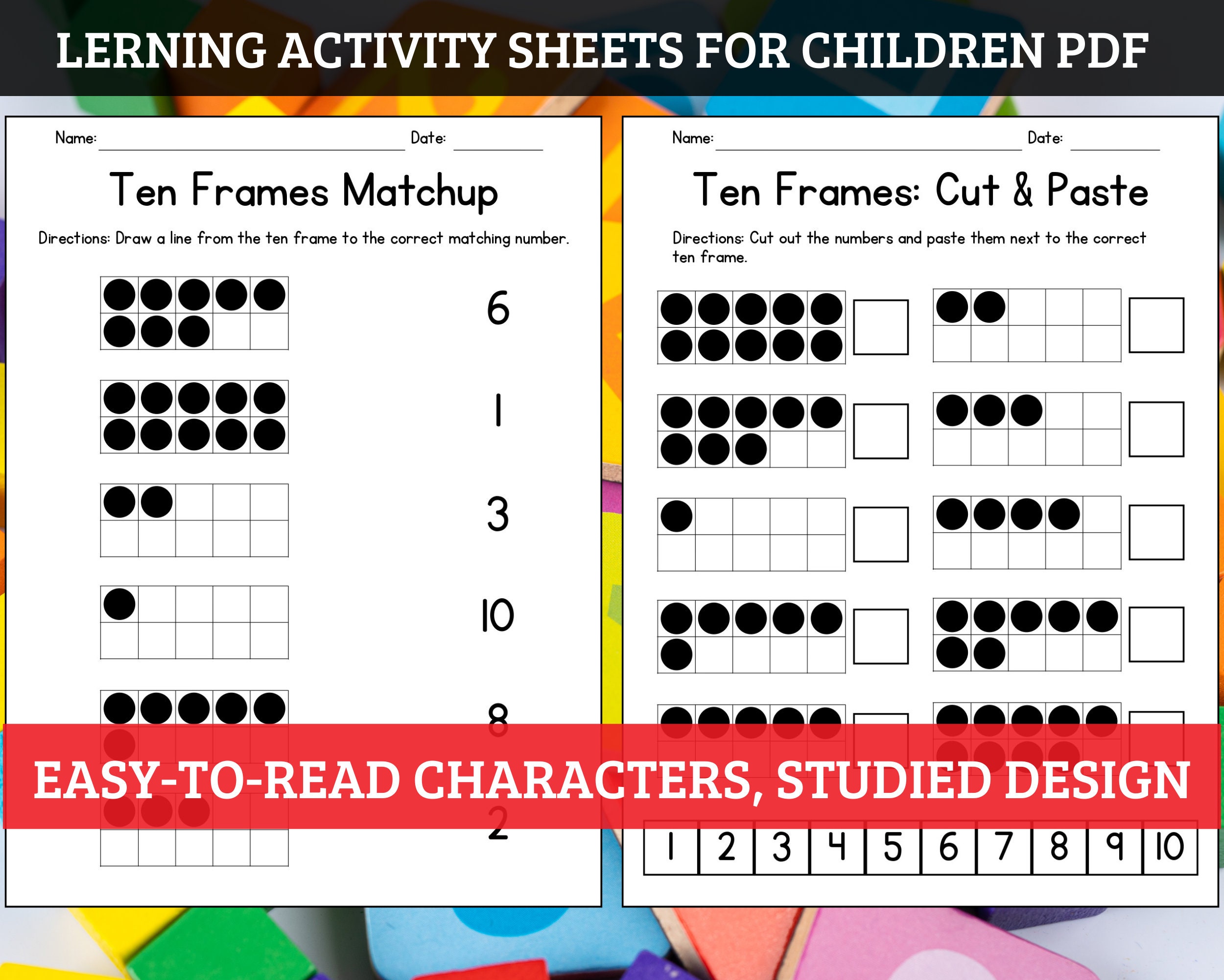 Ten Frame Printable Worksheet Counting to 20 Learning Visual Count 1-20 ...
