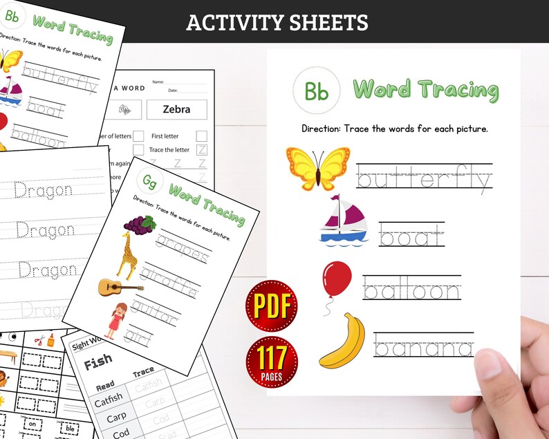 Word Trace the Alphabet Abc English Letter, Word Activity Family ...