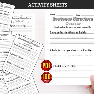 Sentence Tracing Worksheets Structure Writing Penmanship Practice ...