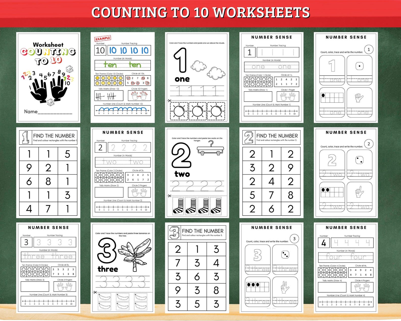 Counting to 10 Worksheet Learn to Count Numbers 1-10 Tally Marks Ten ...