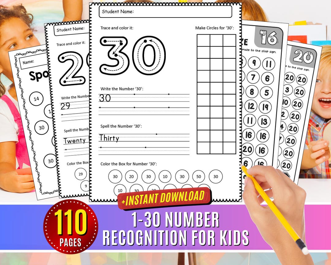 Number Recognition 1 30 Counting and Color Worksheet Learn to Count ...
