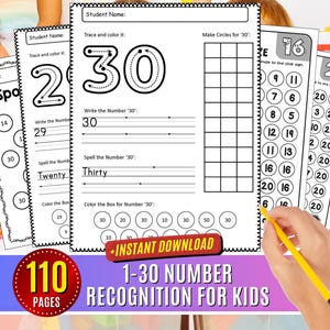 Number Recognition 1 30 Counting and Color Worksheet Learn to Count ...
