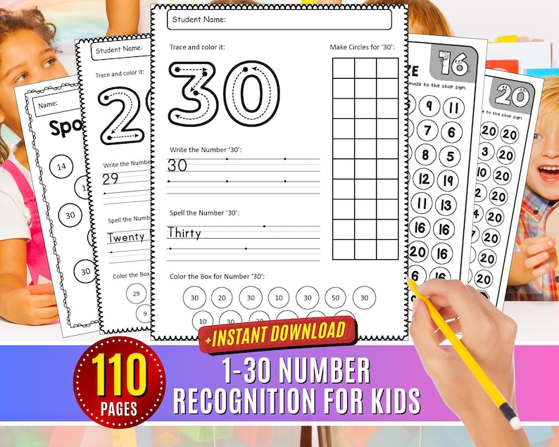 Number Recognition 1 30 Counting and Color Worksheet Learn to Count ...