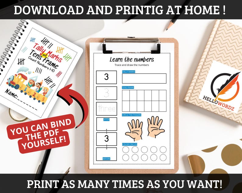 Tally Marks Worksheet Counting to 10 Ten Frame Printable Learning ...