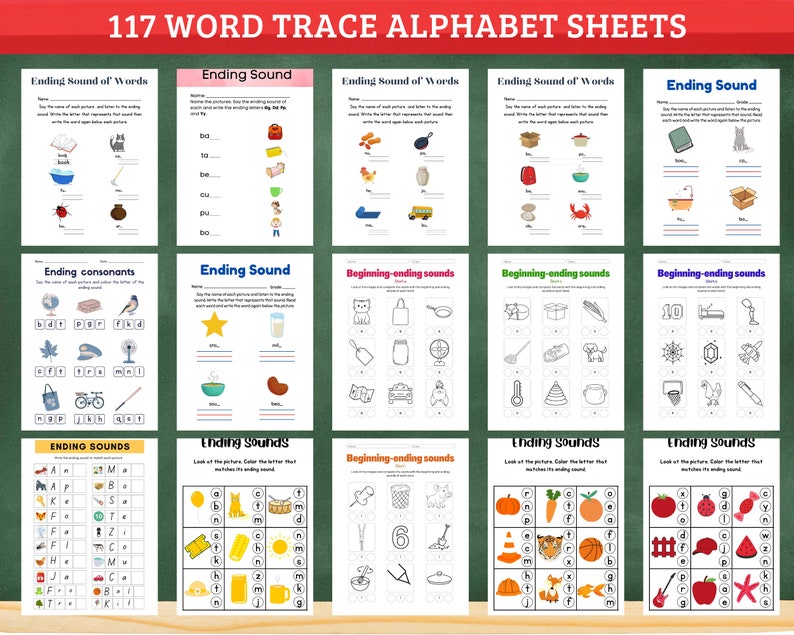 Ending Sounds Phonic Worksheets Activities Alphabet Sounds, Matching ...