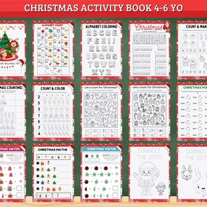 Christmas Activity Book Printable Worksheet Fun Coloring Page for Kids ...