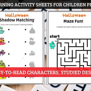 Printable Halloween Preschool Activity Bundle, Pumpkin Color Page, Maze ...