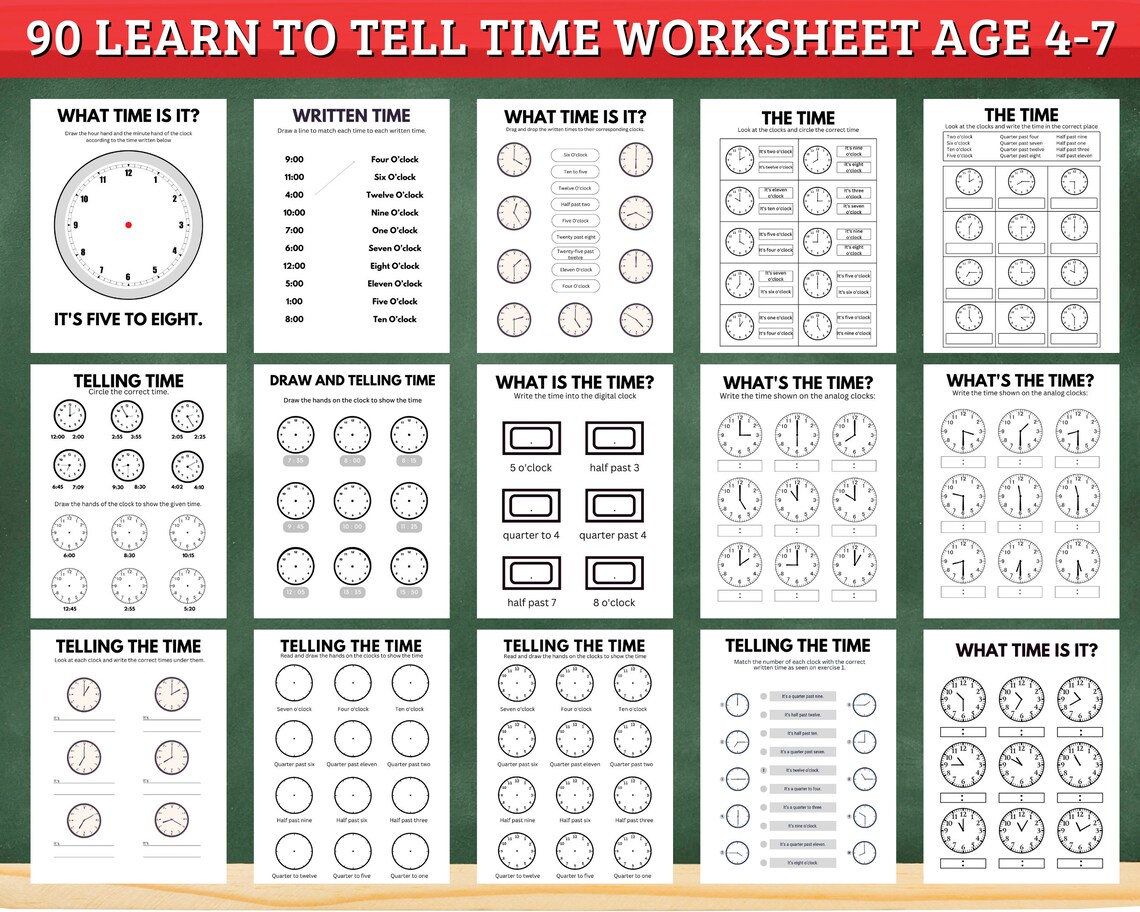 Learn to Tell Time Worksheets Teaching Time Clock, Time Sheets Watch ...