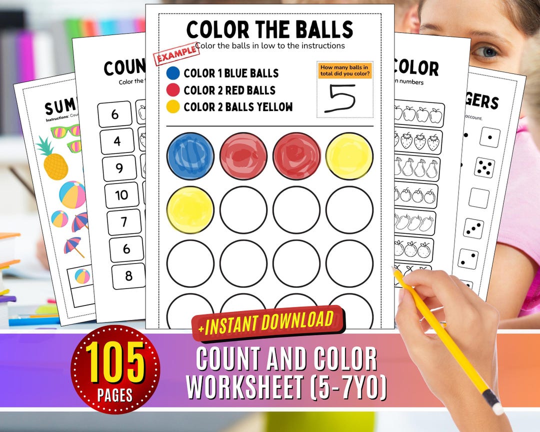 Count and Color Worksheet Printables Counting Practice Math Adding ...