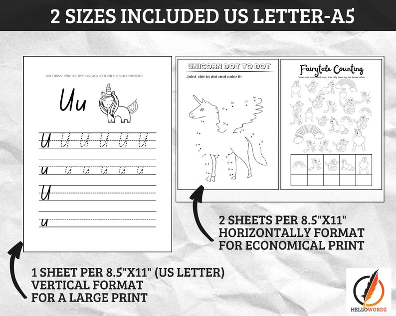 Unicorn Worksheets Letter Alphabet, Unicorn Number Activity Book ...