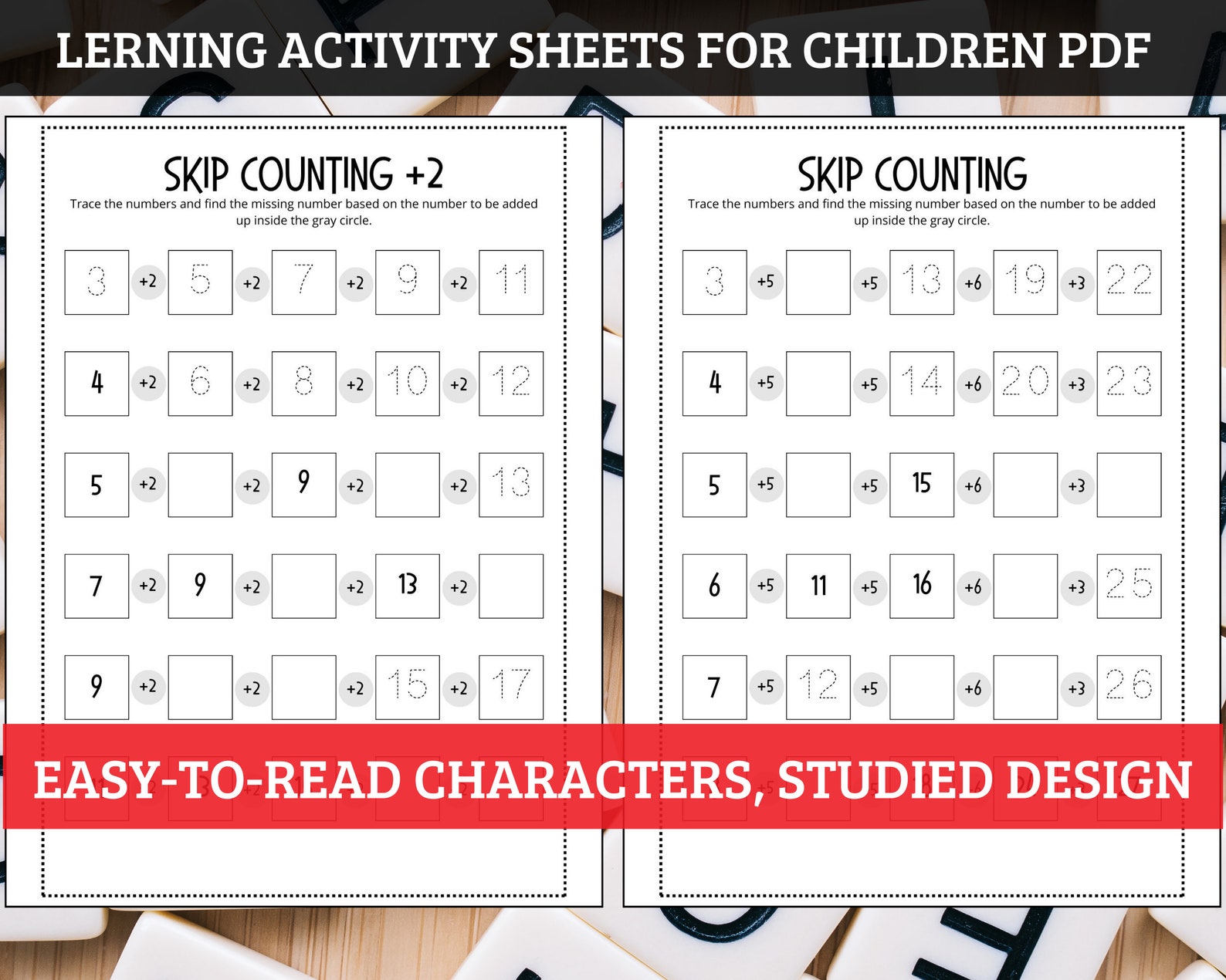 Skip Counting Worksheet Math Printable Activity for Kindergarten ...
