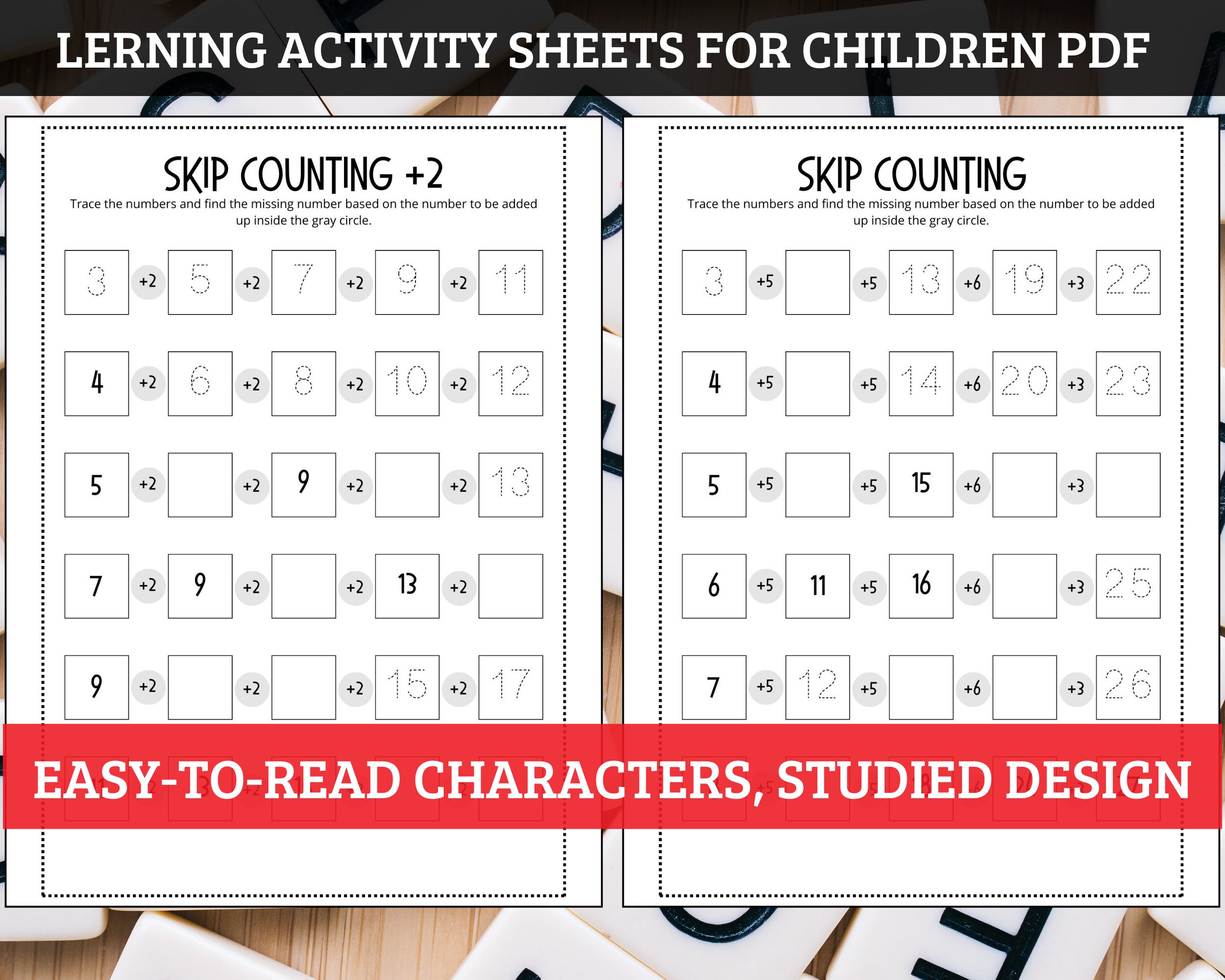 Skip Counting Worksheet Math Printable Activity for Kindergarten ...
