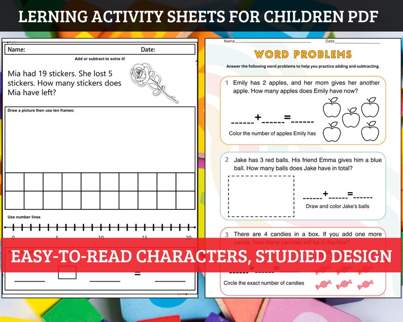 Word Problems First Grade Number Kindergarten Math Worksheets Addition ...