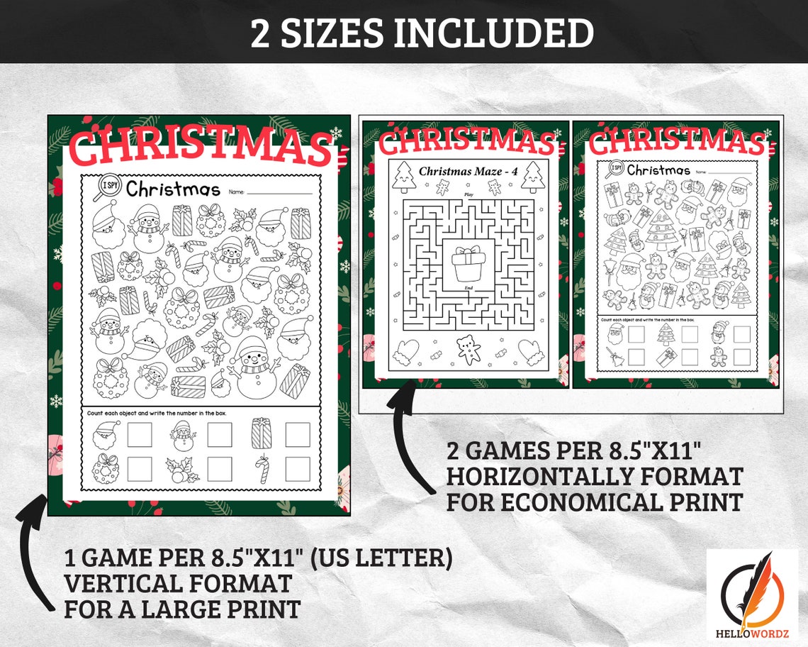 40 Activities Christmas Pages Printable Game Bundle for Kids ...