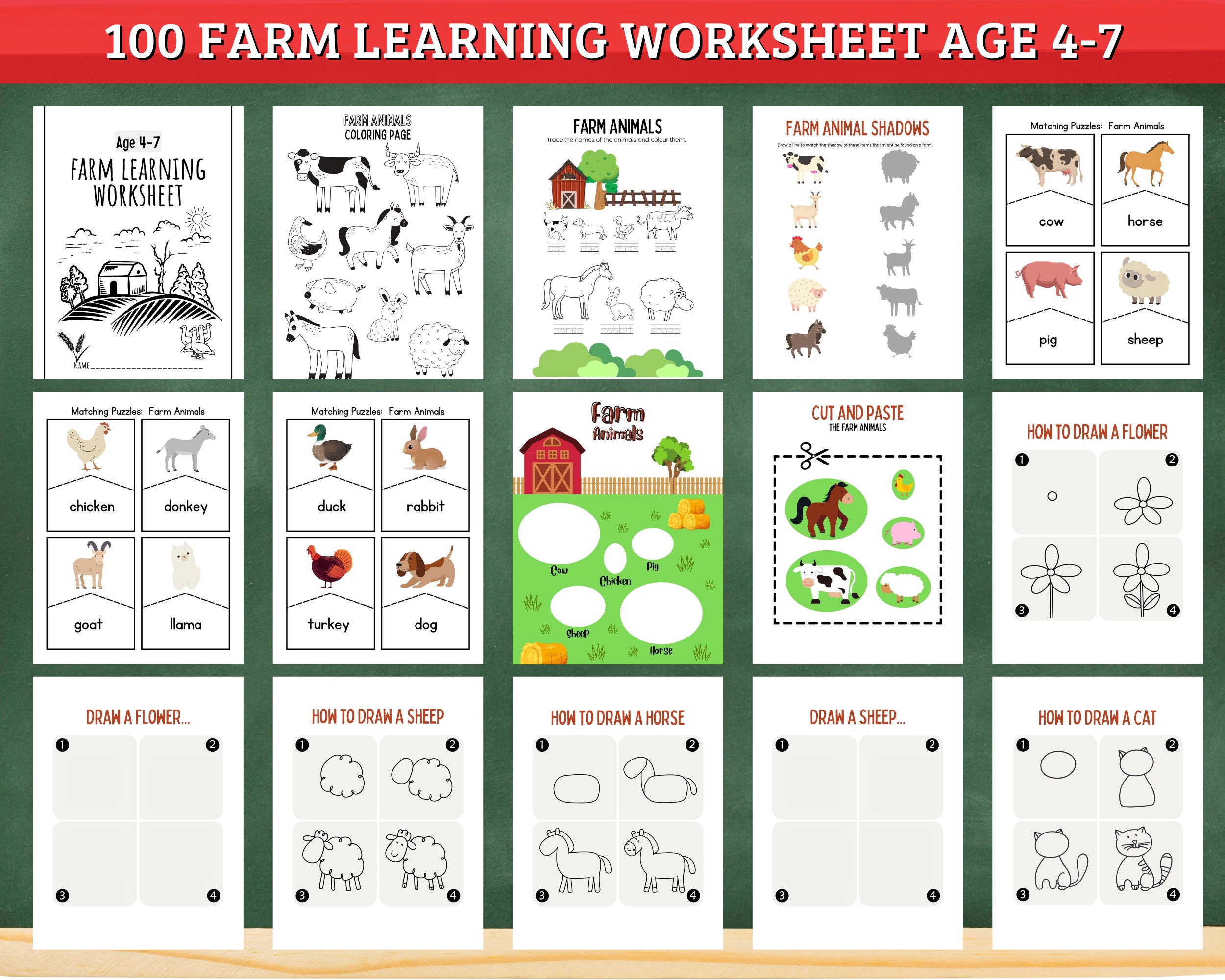 Farm Animal Worksheet for Kids, Farm Preschool Activities Printable ...