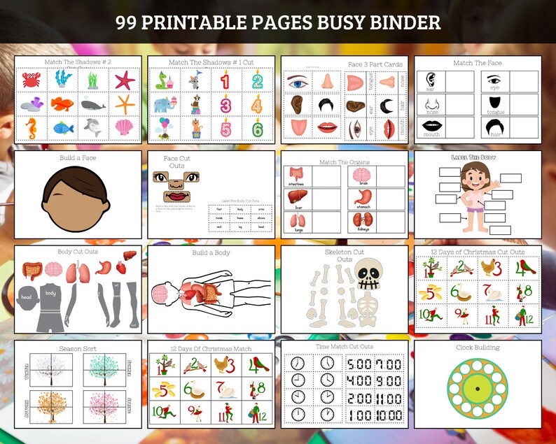 Preschool Busy Binder Worksheets Printables Educational Interactive for ...
