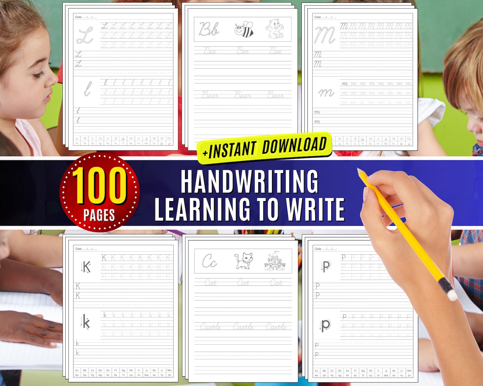 Handwriting Learning to Write Cursive and Print Worksheets Lettering ...