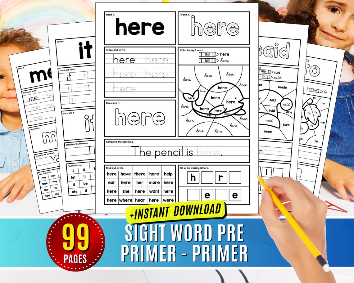 Sight Words Worksheets Pre Primer High Frequency Dolch Sight Word ...