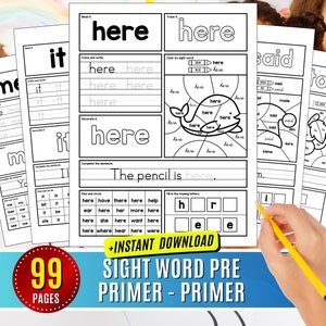 Sight Words Worksheets Pre Primer High Frequency Dolch Sight Word ...