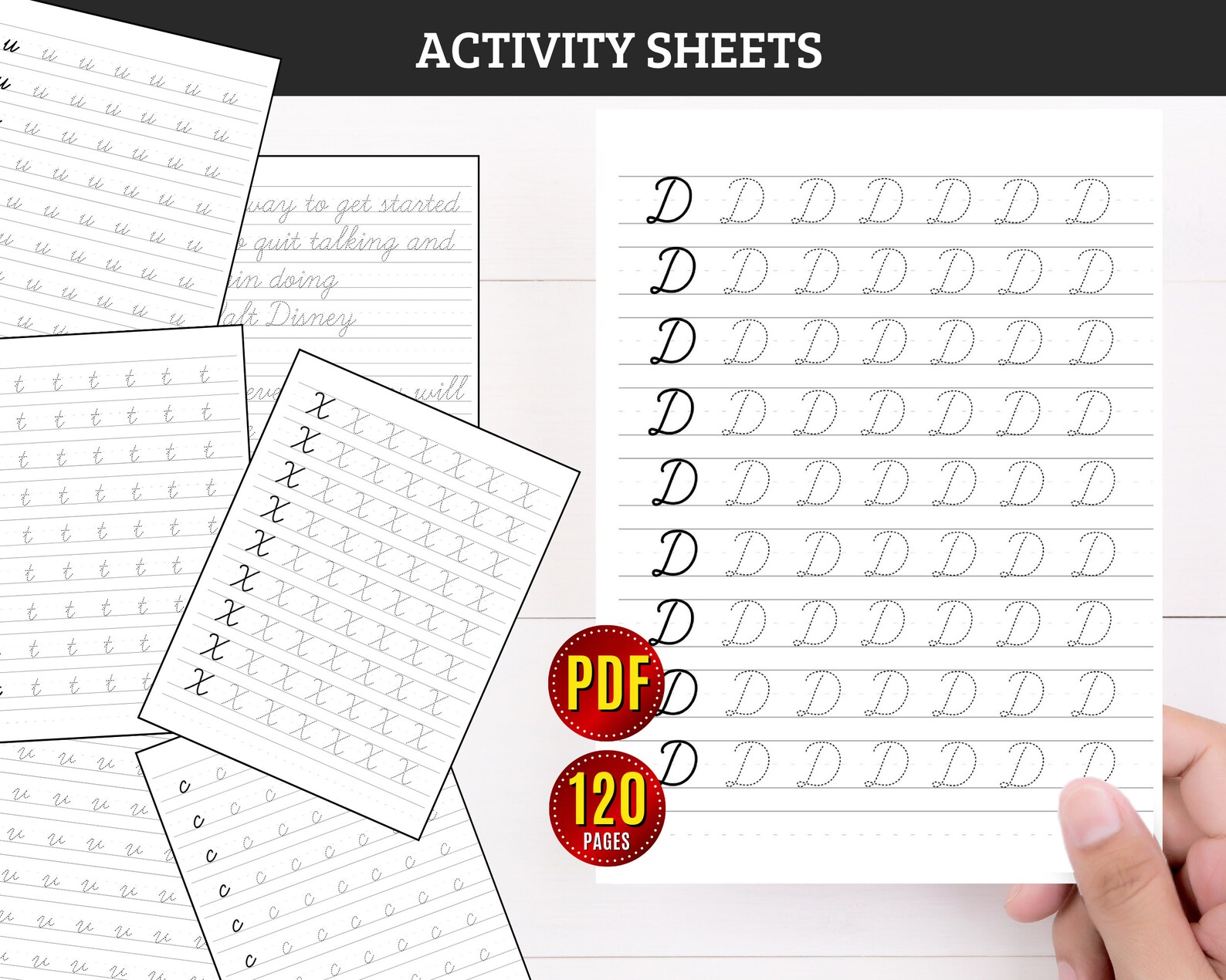 Cursive Handwriting Practice Worksheet Tracing for Kids, Printable ...