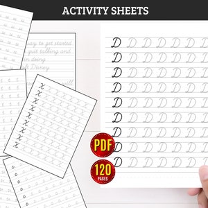 Cursive Handwriting Practice Worksheet Tracing for Kids, Printable ...