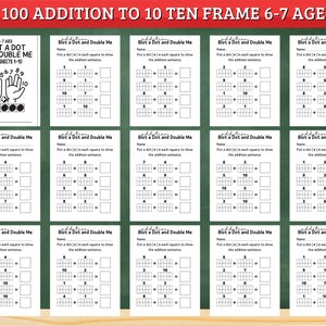 Addition Worksheets Ten Frame up to 10 Addition to 20 Math Preschool to ...
