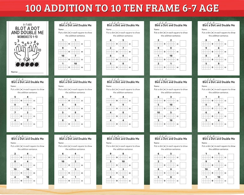 Addition Worksheets Ten Frame up to 10 Addition to 20 Math Preschool to ...
