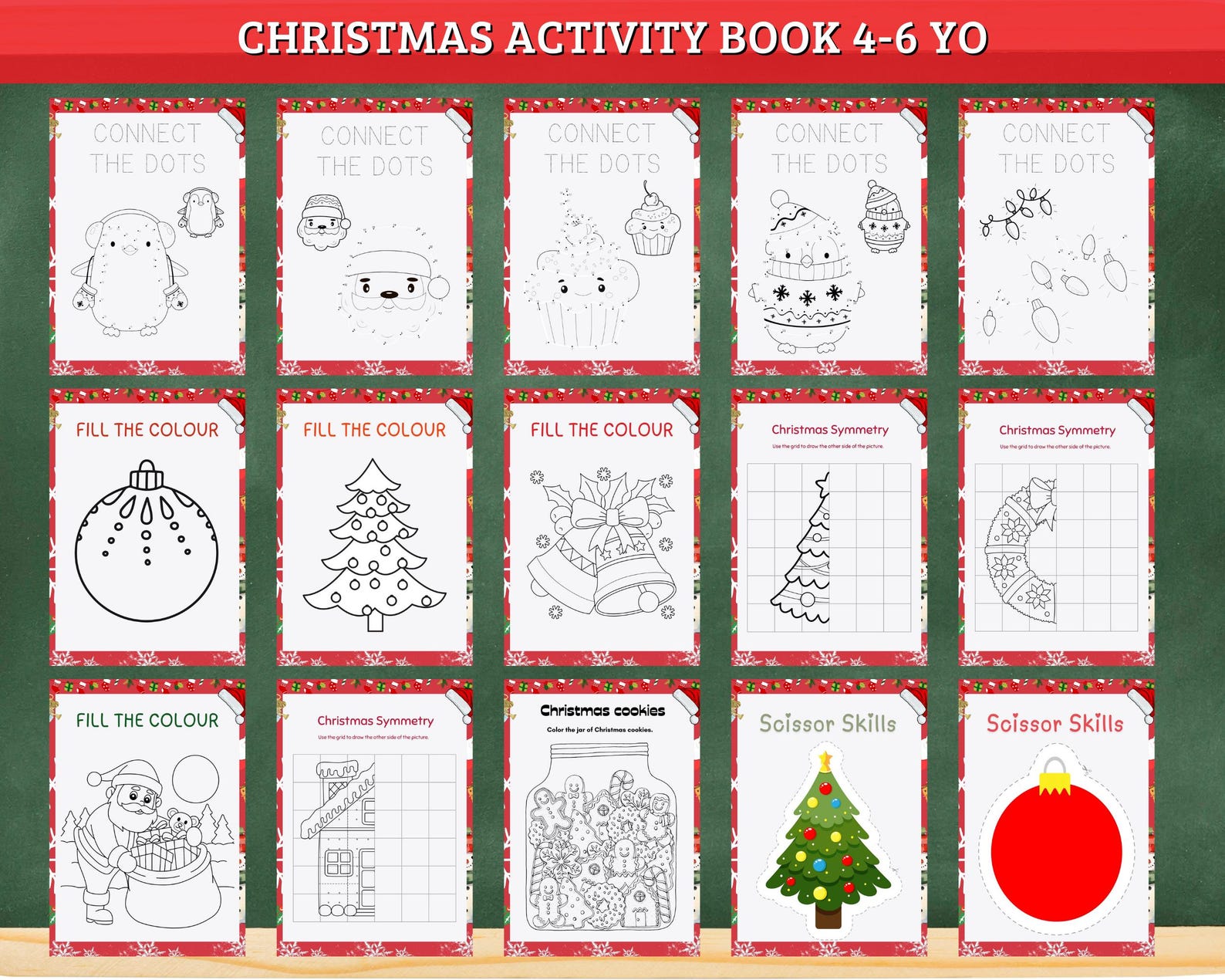 Christmas Activity Book Printable Worksheet Fun Coloring Page for Kids ...