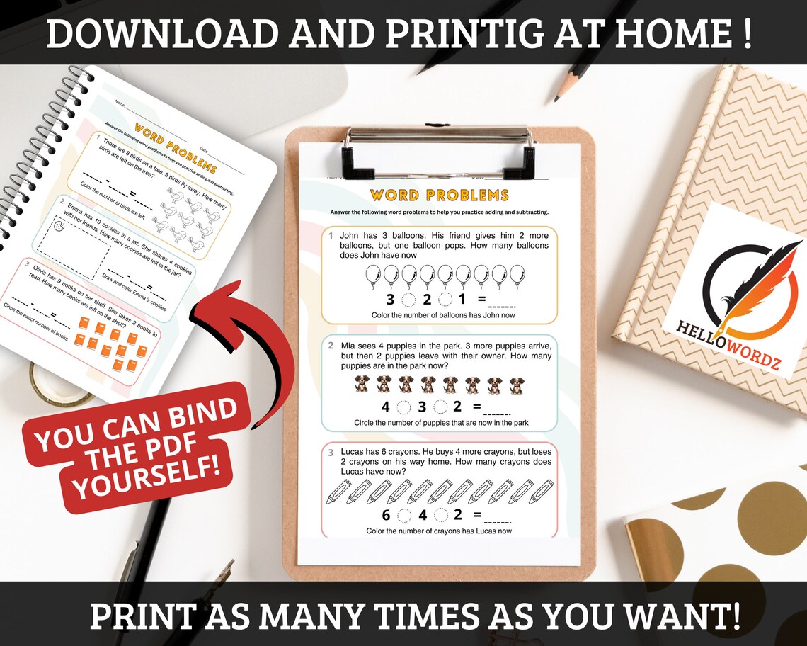 Word Problems First Grade Number Kindergarten Math Worksheets Addition ...