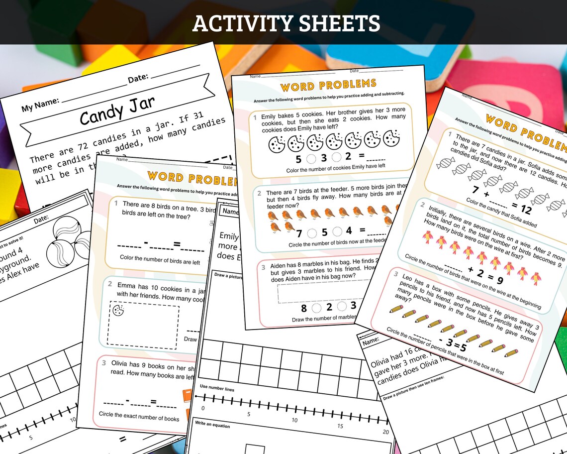 Word Problems First Grade Number Kindergarten Math Worksheets Addition ...