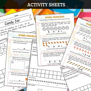 Word Problems First Grade Number Kindergarten Math Worksheets Addition ...