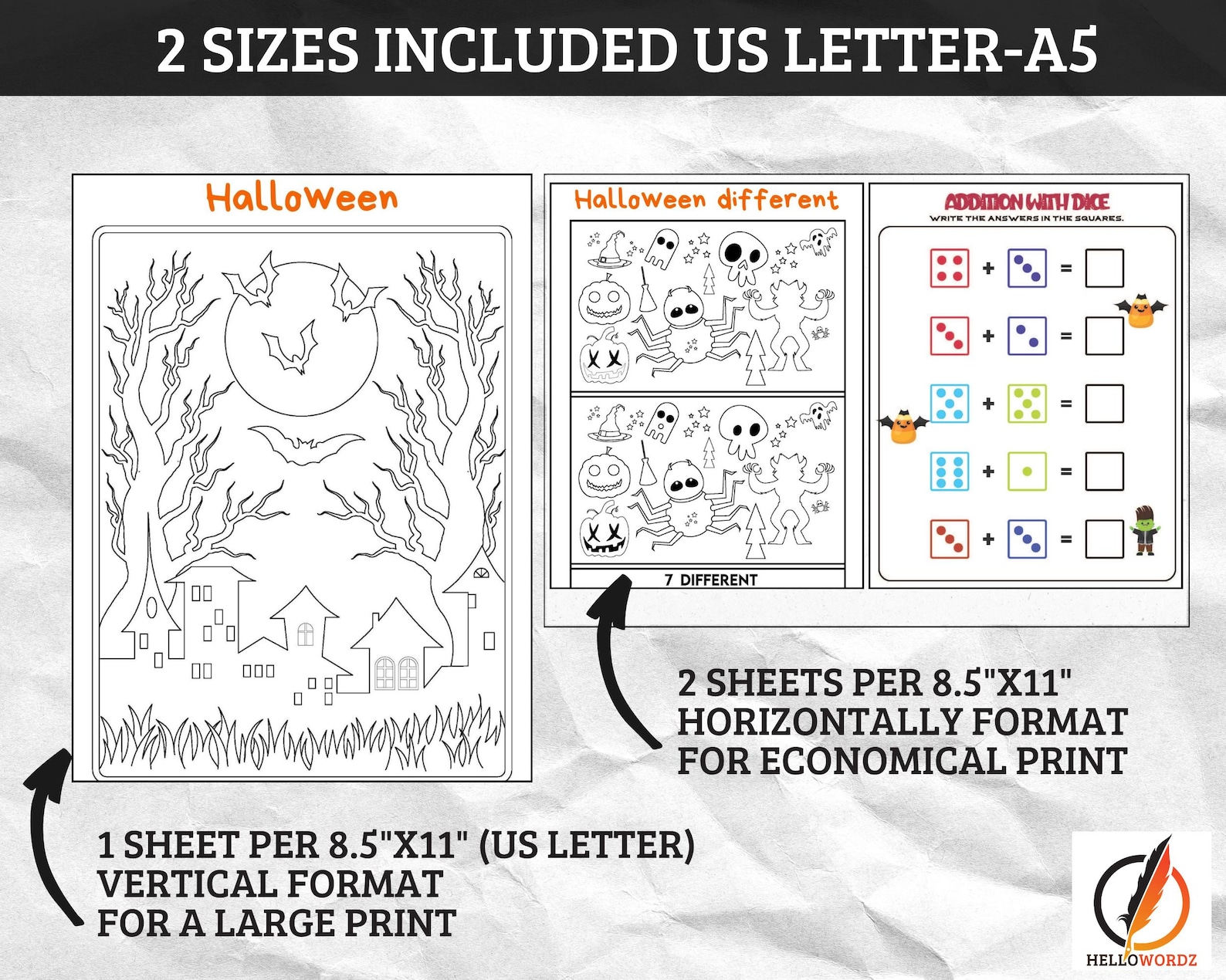Printable Halloween Preschool Activity Bundle, Pumpkin Color Page, Maze ...