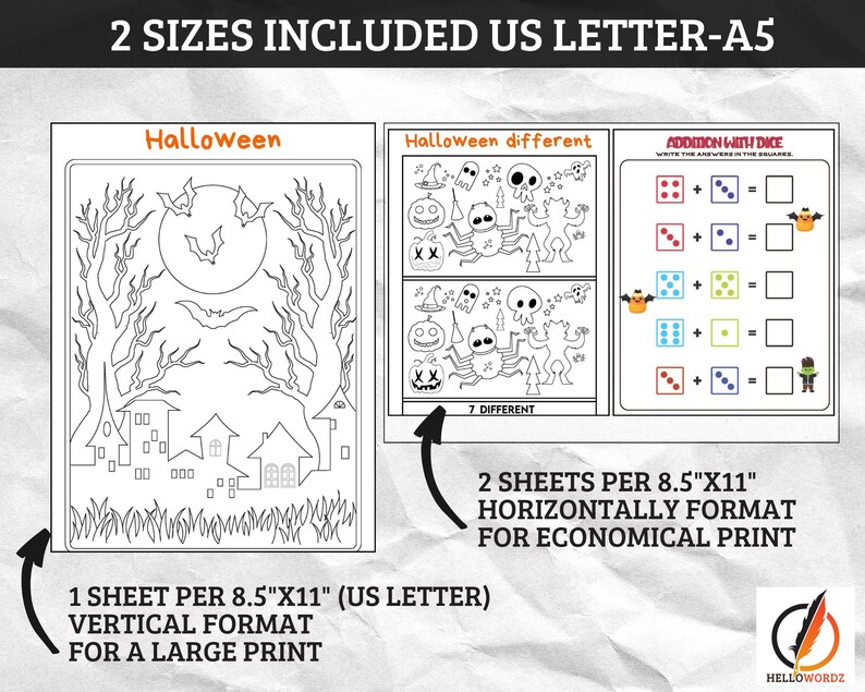 Printable Halloween Preschool Activity Bundle, Pumpkin Color Page, Maze ...