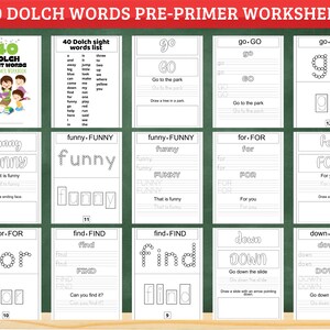 Dolch Sight Word Pre-primer Worksheets Kindergarten High Frequency Pre ...