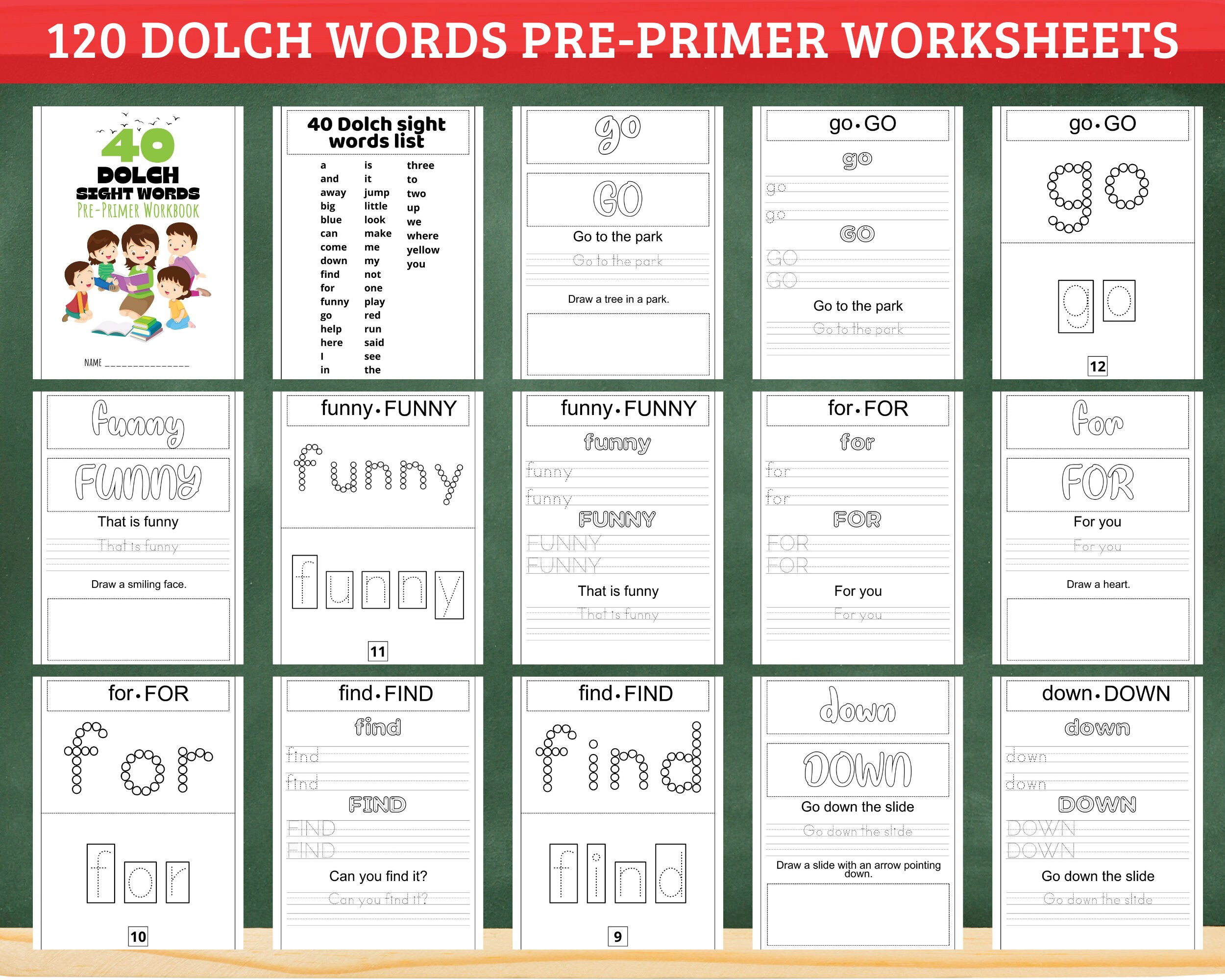 Dolch Sight Word Pre-primer Worksheets Kindergarten High Frequency Pre ...